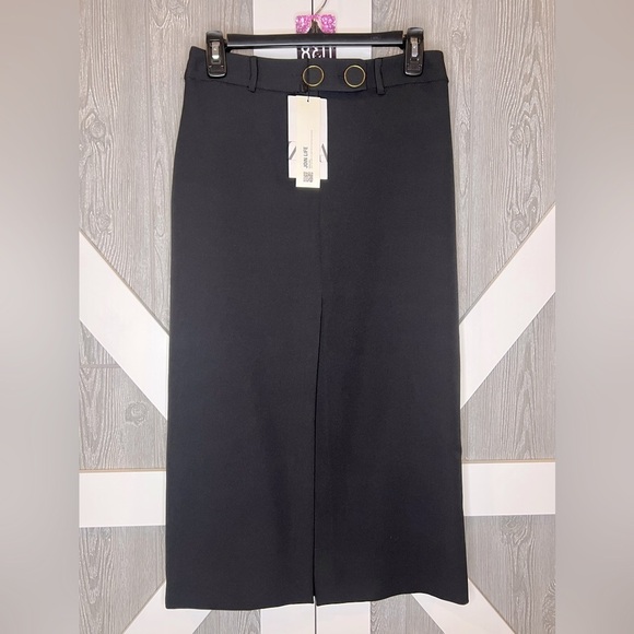 Zara | Skirts | 38 Nwt Zara Split Front Tailored Black Skirt Wbutton ...